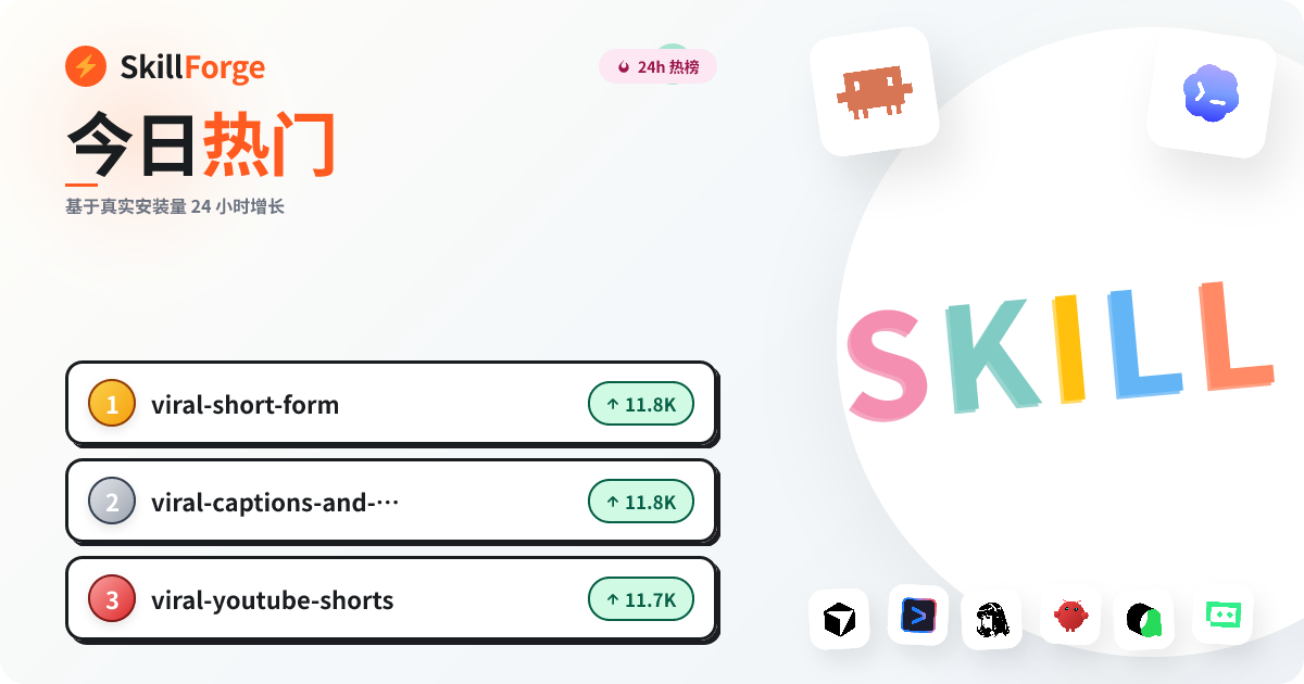 24h Trending — Fastest Growing AI Skills — SkillForge